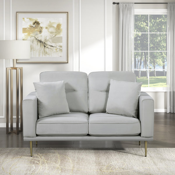 Mercer41 Whitleigh Mid-Century Velvet Track Arm Loveseat | Wayfair